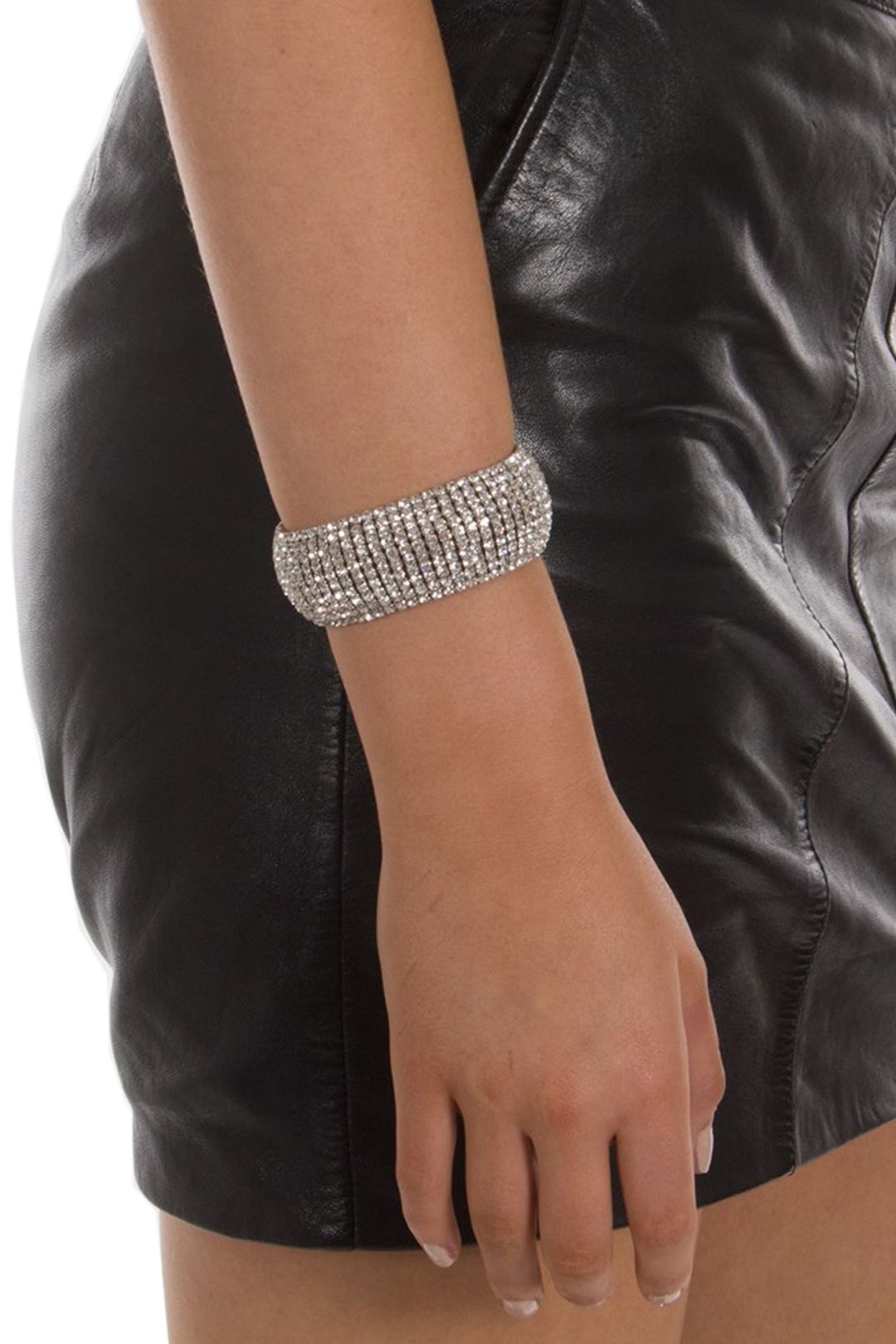 Diamante Wide Hinge Clasp Cuff by Adorne for Rent
