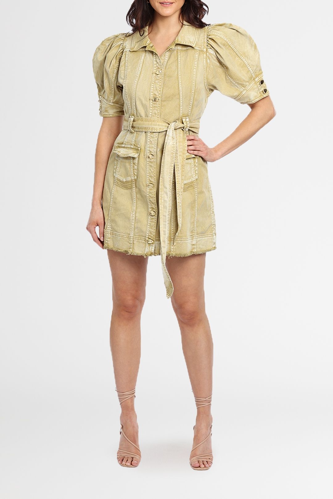 Hire Bellora Denim Puff Sleeve Dress | AJE | GlamCorner