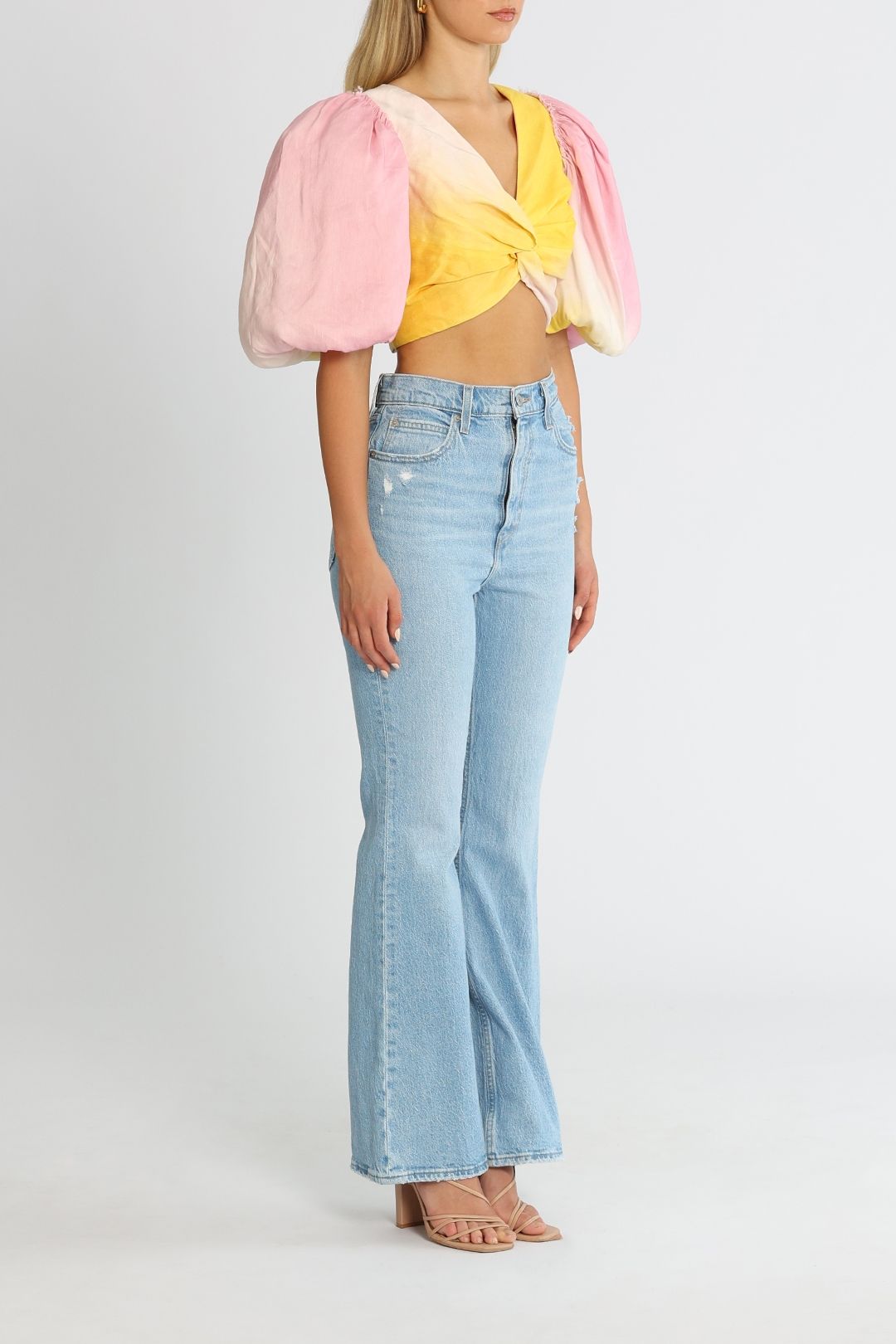 Hire Cloud Burst Crop Top in Pink | AJE | GlamCorner