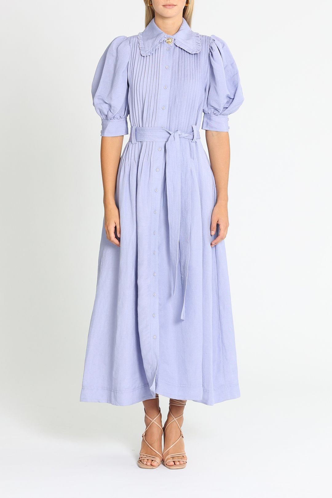 Hire Madeleine Belted Midi Dress In Lilac Aje Glamcorner