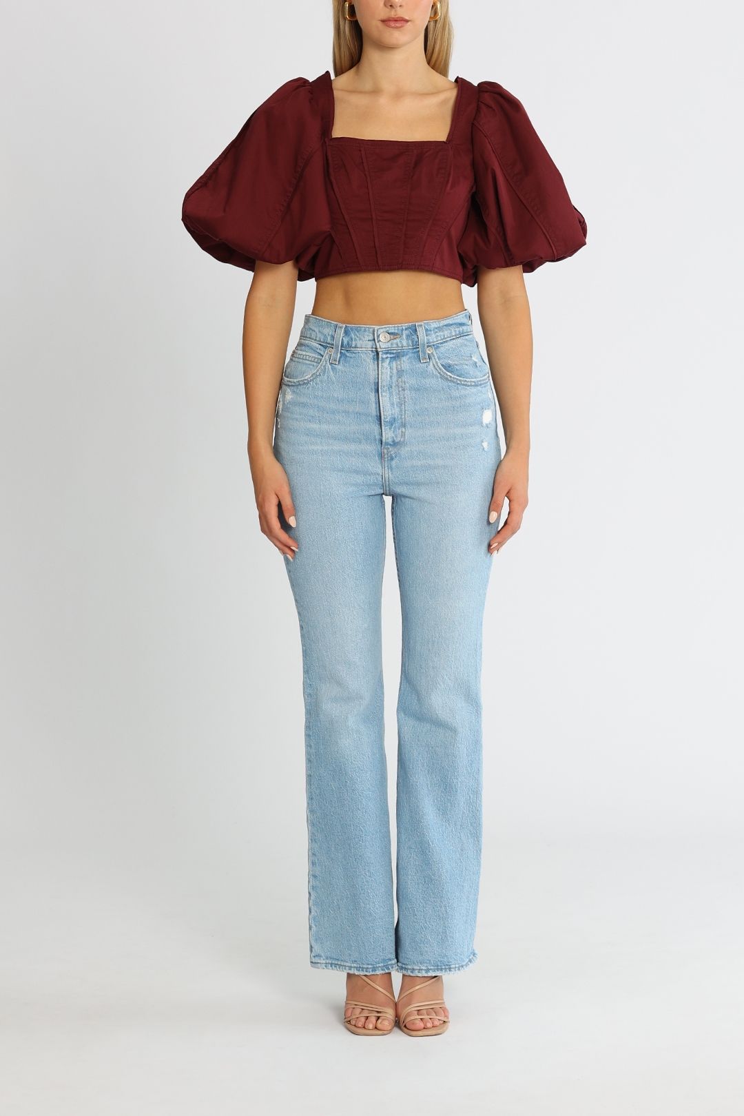 Hire Sylvia Cropped Top in Chestnut Red | AJE | GlamCorner