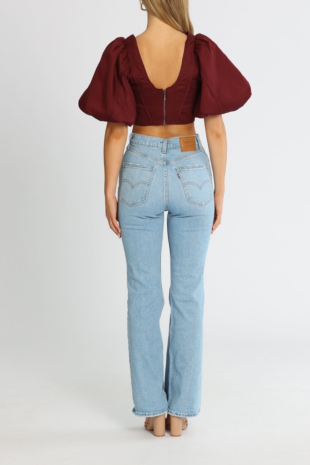 Hire Sylvia Cropped Top in Chestnut Red | AJE | GlamCorner