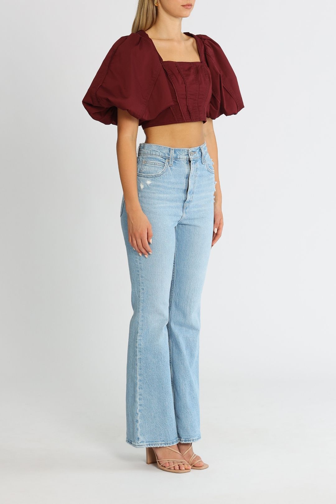 Hire Sylvia Cropped Top in Chestnut Red | AJE | GlamCorner