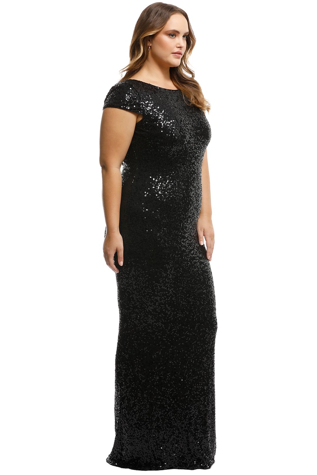 Sequin Cowl Back Gown in Black by Badgley Mischka for Hire