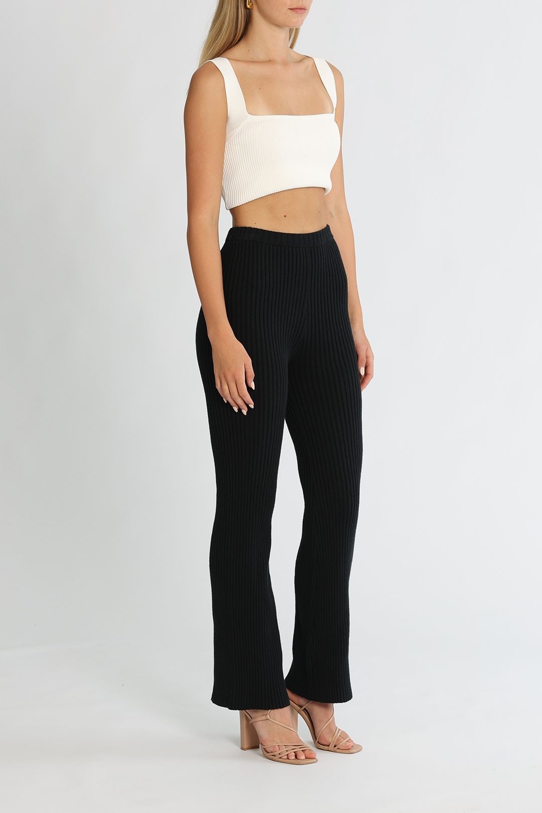 Hire Ribbed Split Hem Tight in Black | Bassike | GlamCorner
