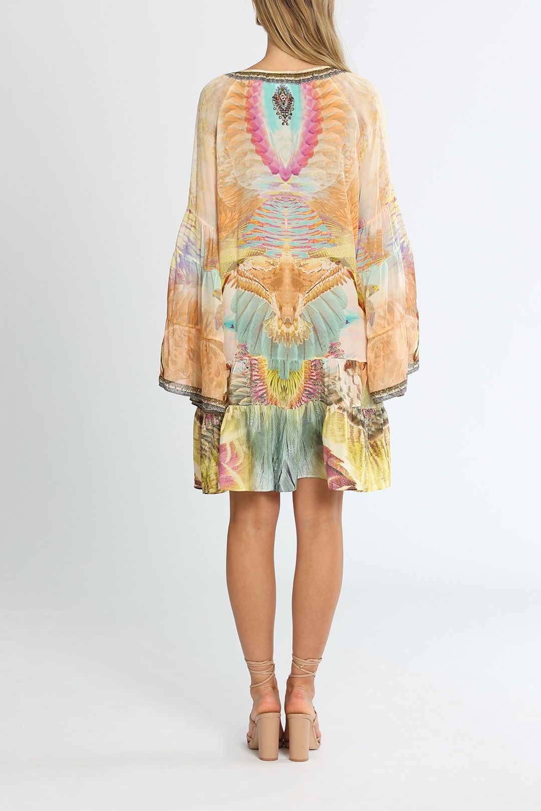 Hire A Line Gathered Panel Dress in Take Flight | Camilla | GlamCorner
