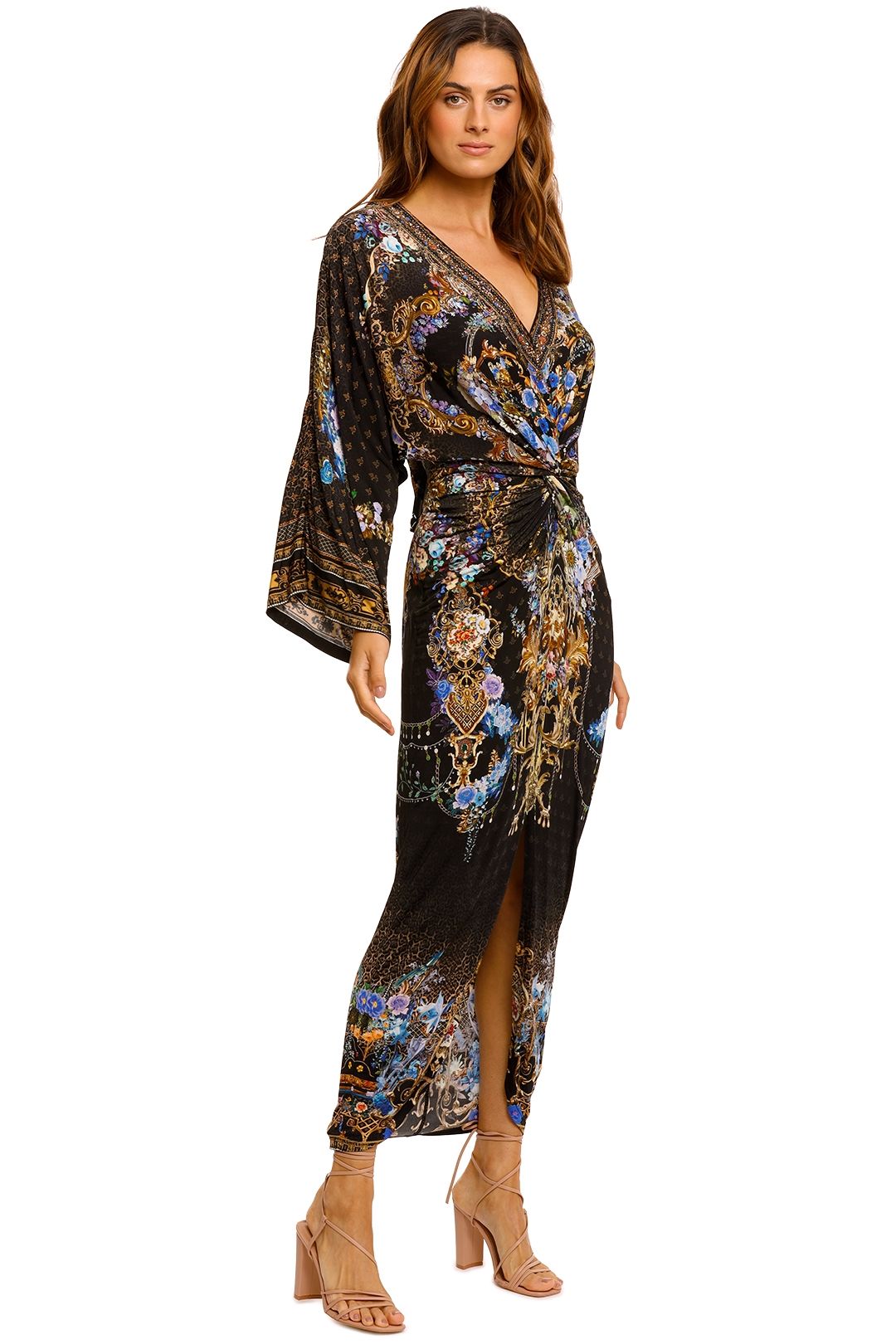 Hire Long Split Front Twist Dress | Camilla | GlamCorner