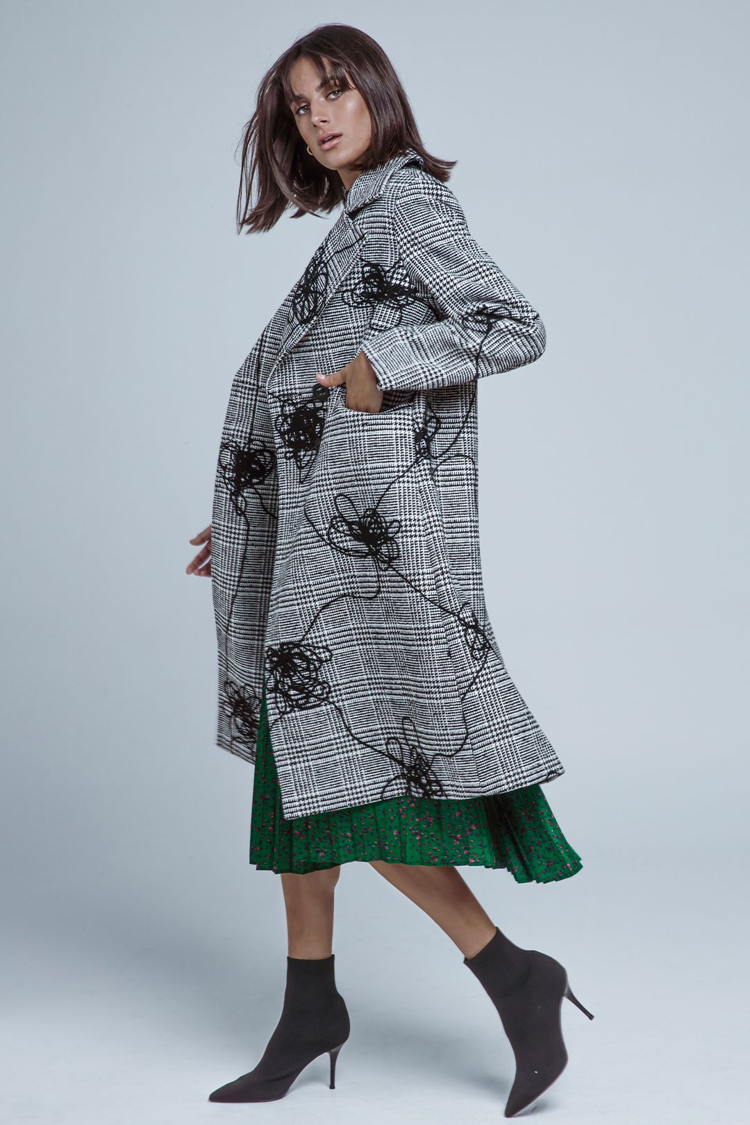 Button Up Coat in Check by Curate by Trelise Cooper for Hire