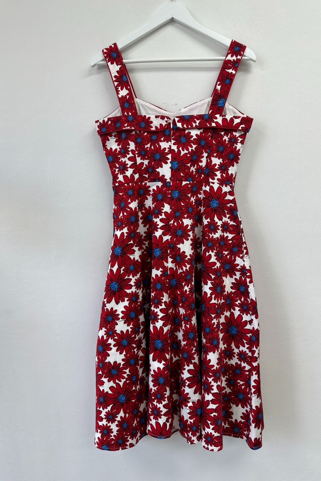 Buy Red Daisy Print Knee Length Sundress | Review X Bromley | GlamCorner