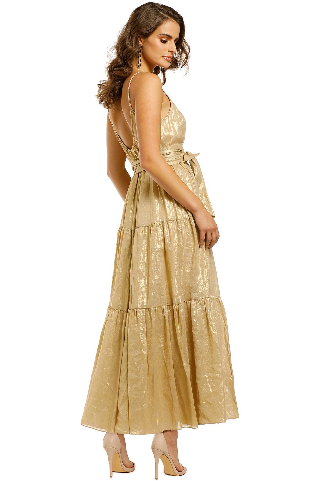Glorious Maxi Dress in Light Gold by Ginger and Smart for Hire | GlamCorner