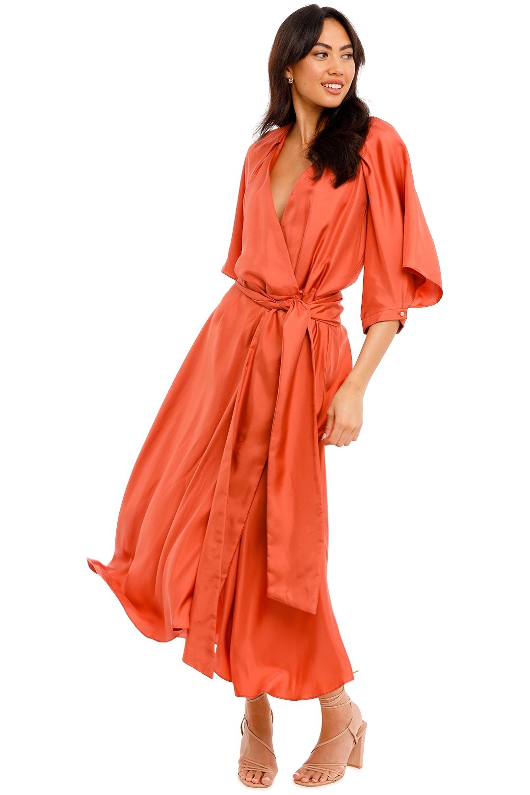Hire Blush Wrap Dress in Sunset Pink | Ginger and Smart | GlamCorner