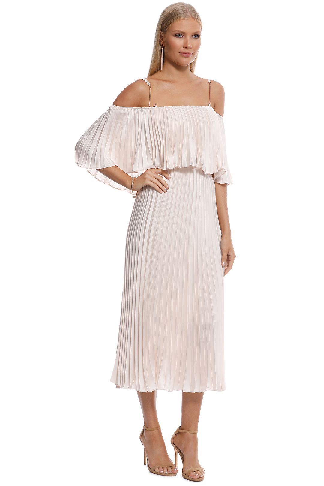 Depth Pleat Off-shoulder Dress by Ginger & Smart for Rent