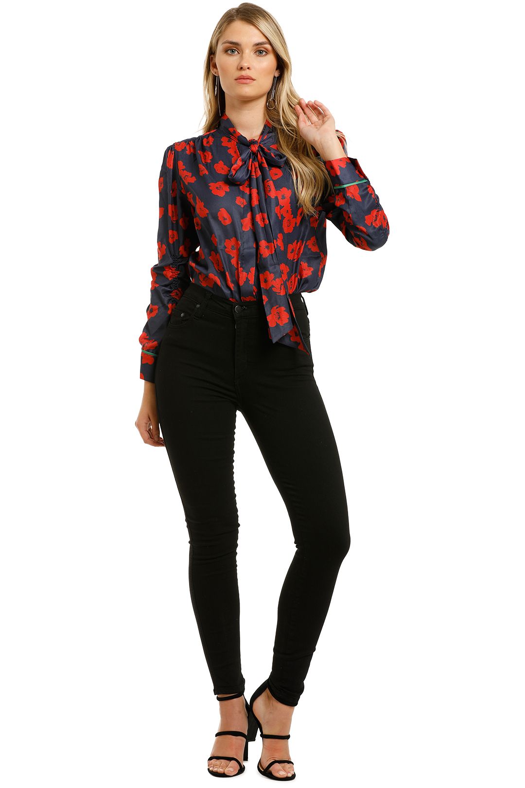 River Blouse In Red Poppy Print By Grace Willow For Hire Glamcorner