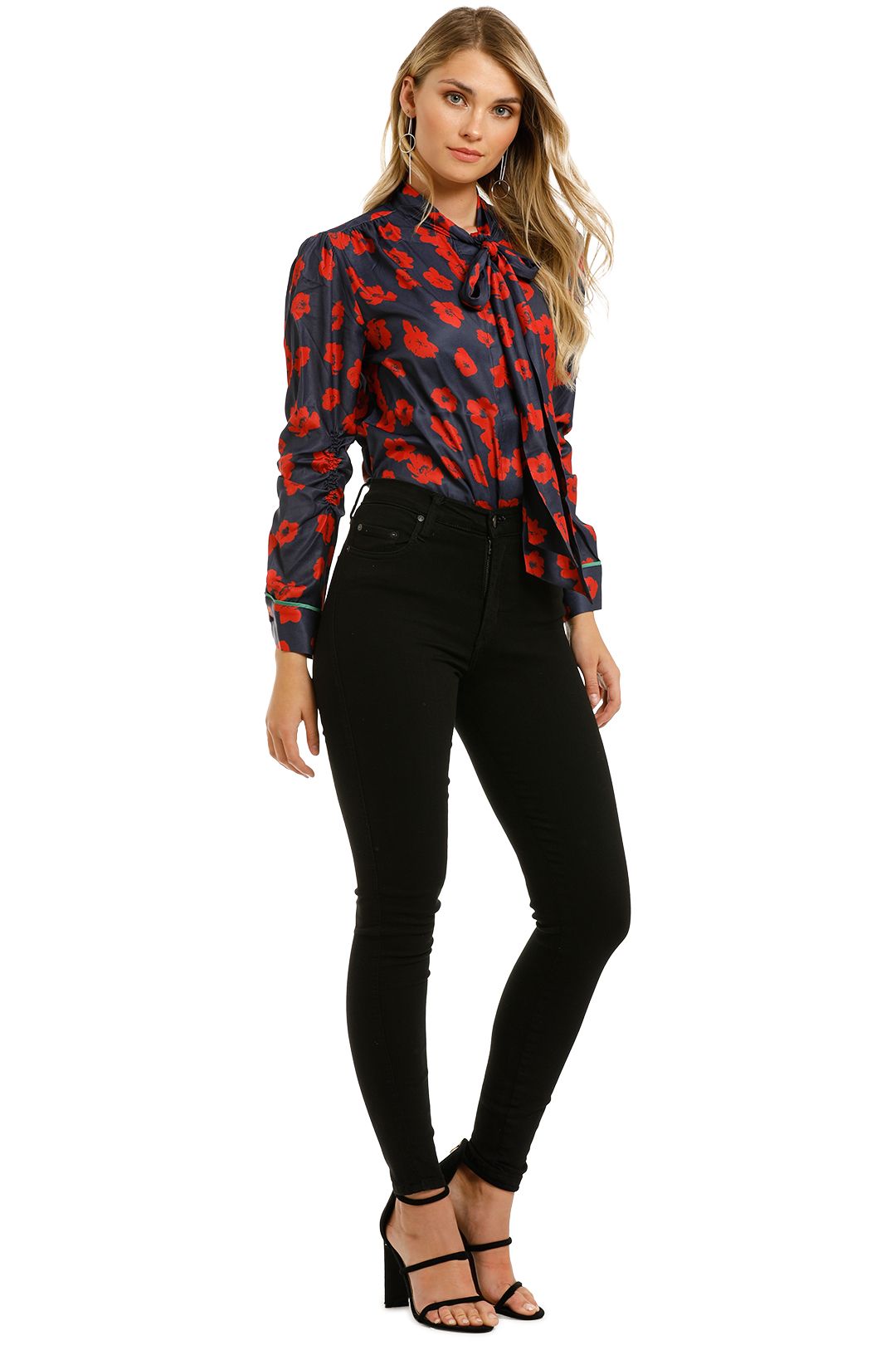 River Blouse In Red Poppy Print By Grace Willow For Hire Glamcorner