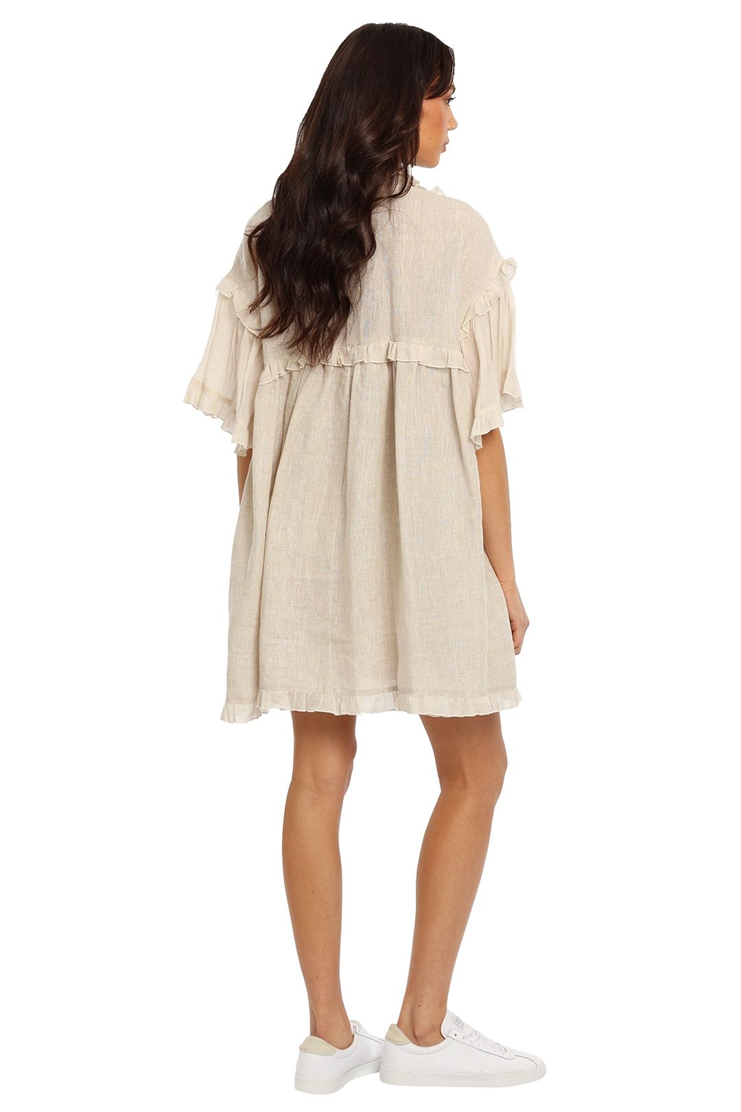 Hire Emily Linen Dress in Nude | Joslin | GlamCorner