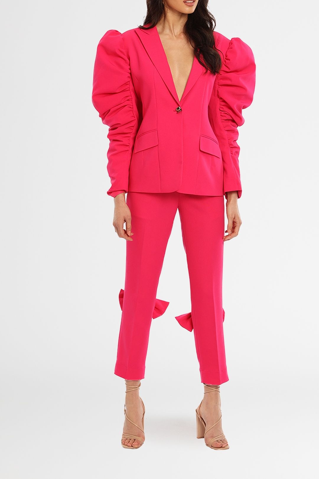 Hire Bow Chic Jacket and Pant Set | Justin Tong | GlamCorner