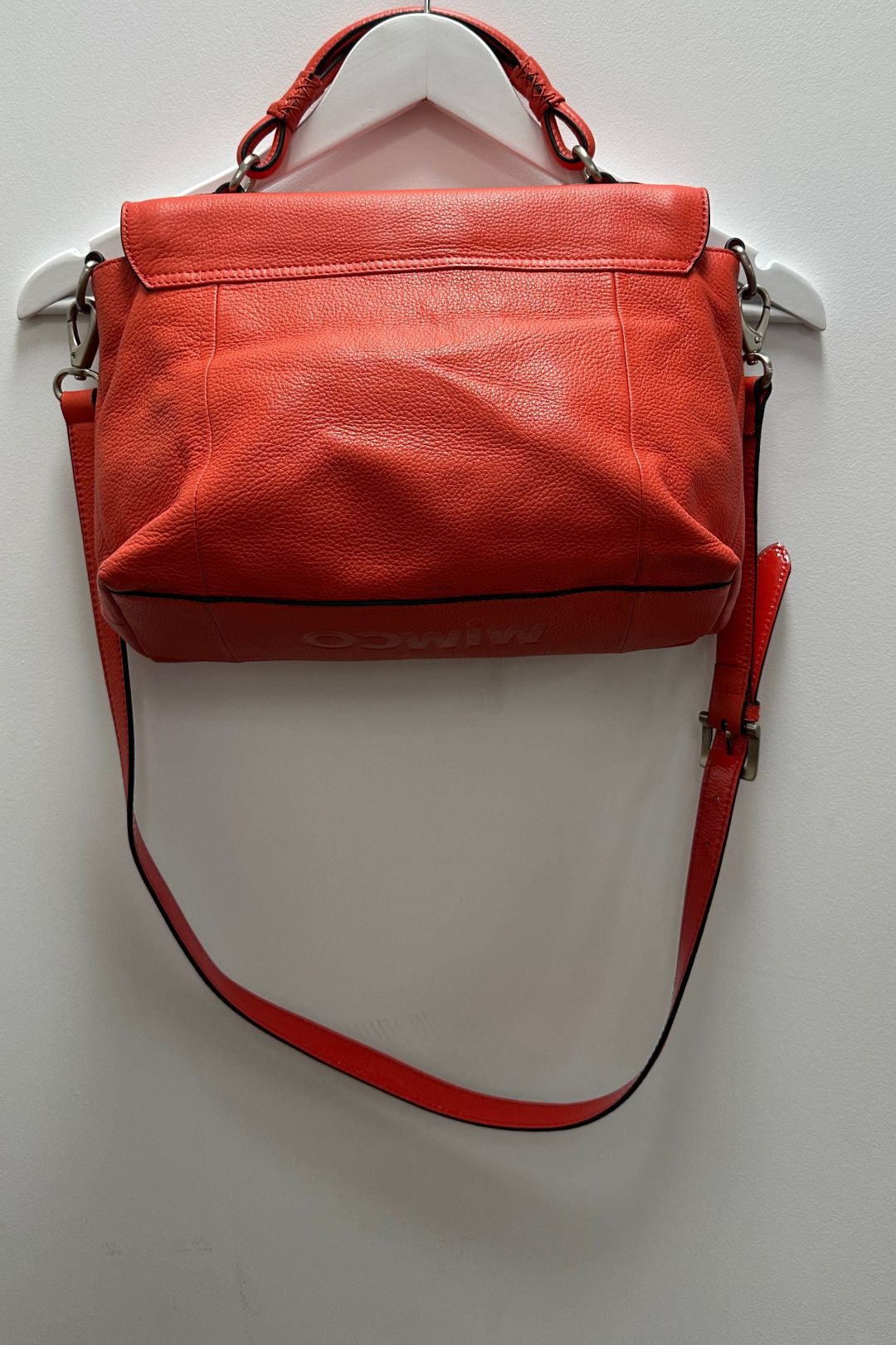 Buy Leather Origami Satchel Handbag in Poppy Orange | Mimco | GlamCorner