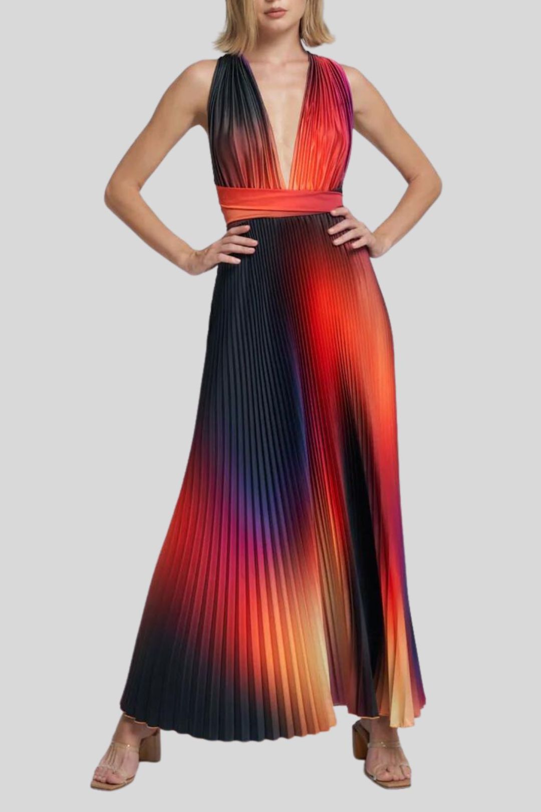 Hire Moderniste Full Length Gown in Fire | Lidee | GlamCorner