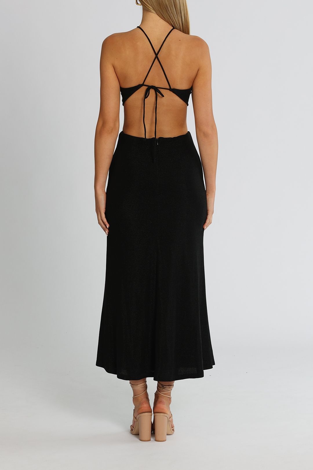 Hire Angel Dress in Black | Misha | GlamCorner