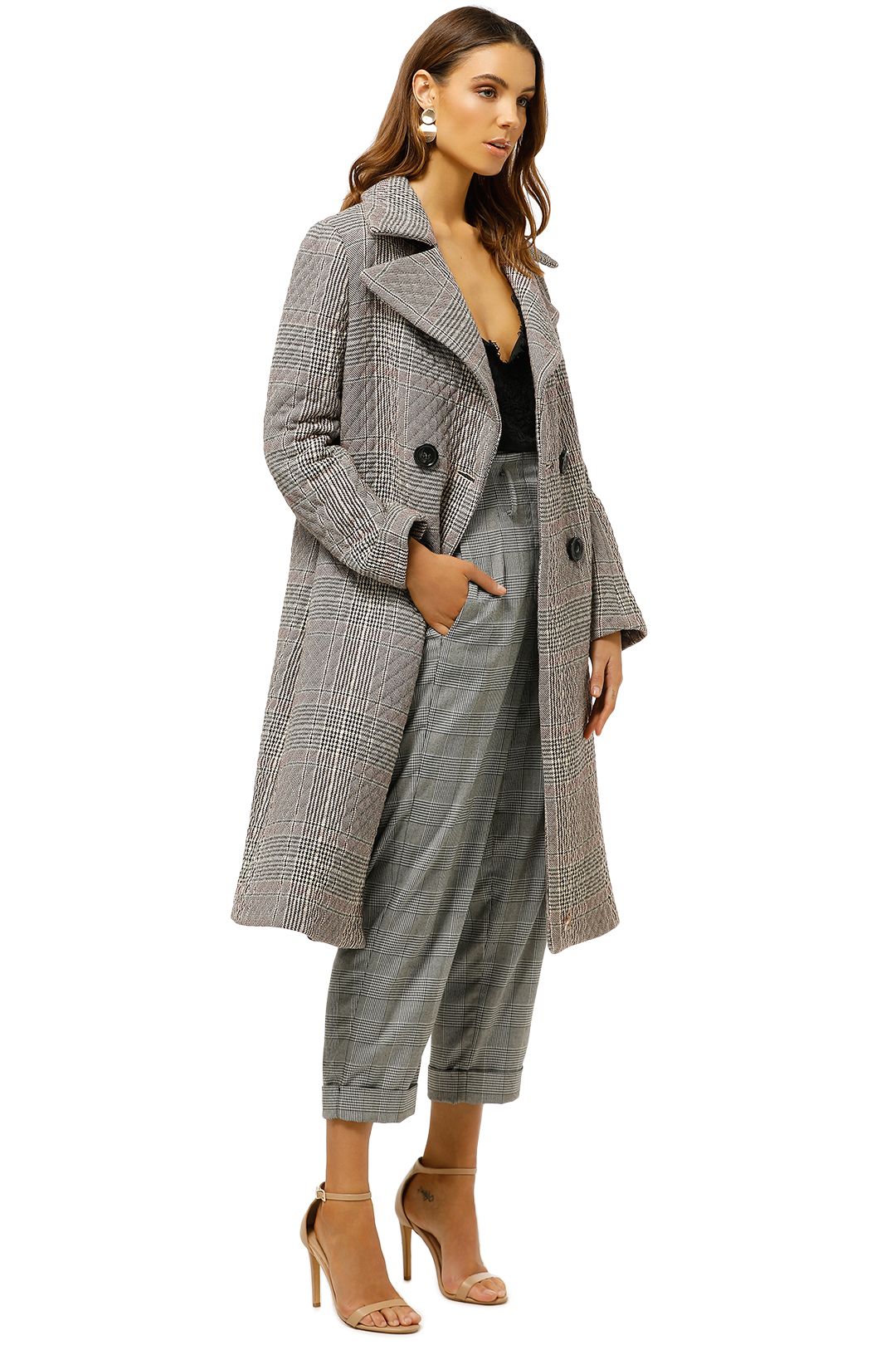 Check Padded Coat by MNG for Hire | GlamCorner