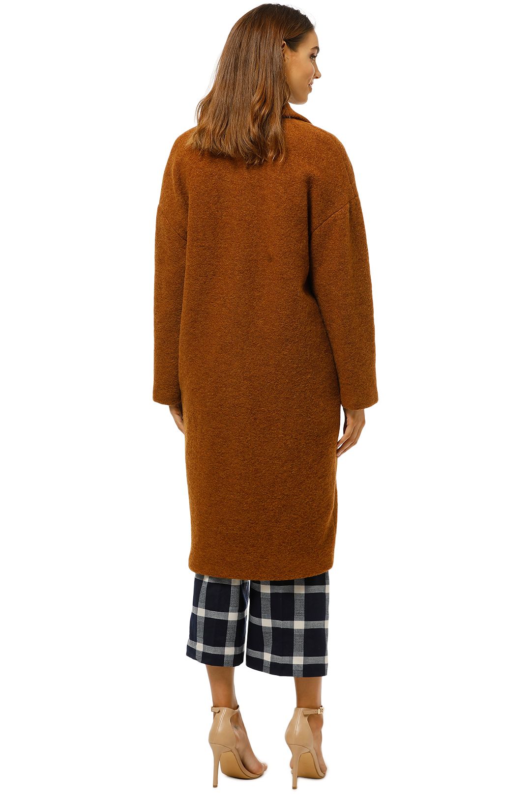 Unstructured Virgin Wool Coat in Caramel by MNG for Hire | GlamCorner