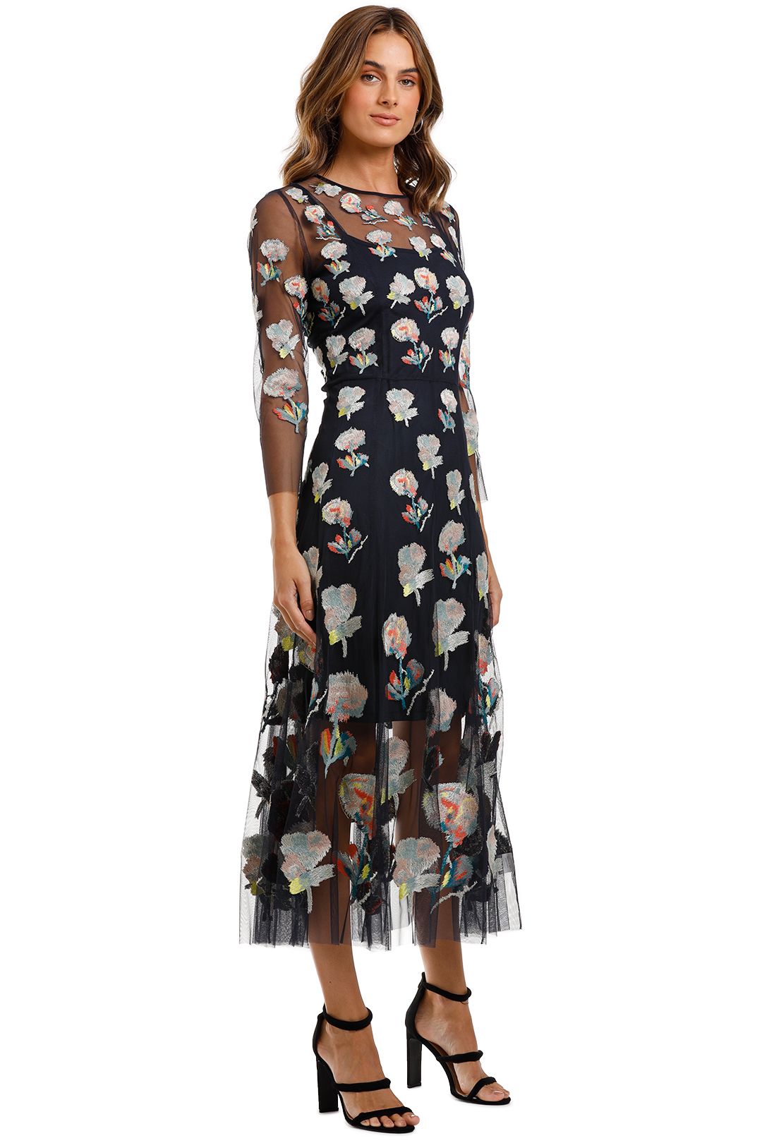 Hire Monet Dress in Ink Florals | Moss and Spy | GlamCorner