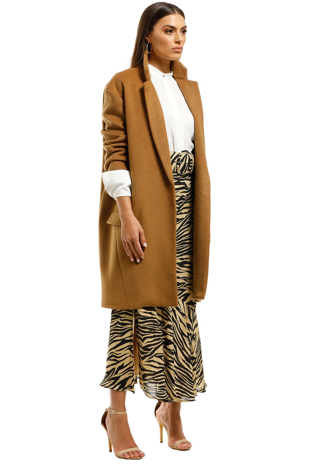 Drop Shoulder Coat in Camel by Nicholas for Rent