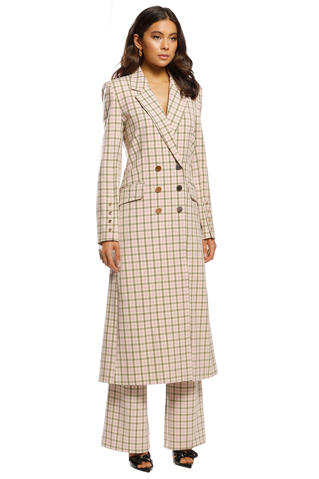 Checker Coat in Fawn by Pasduchas to Buy | GlamCorner