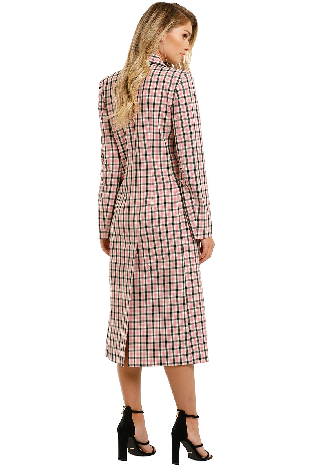 Checker Coat in Pink Check by Pasduchas for Hire | GlamCorner