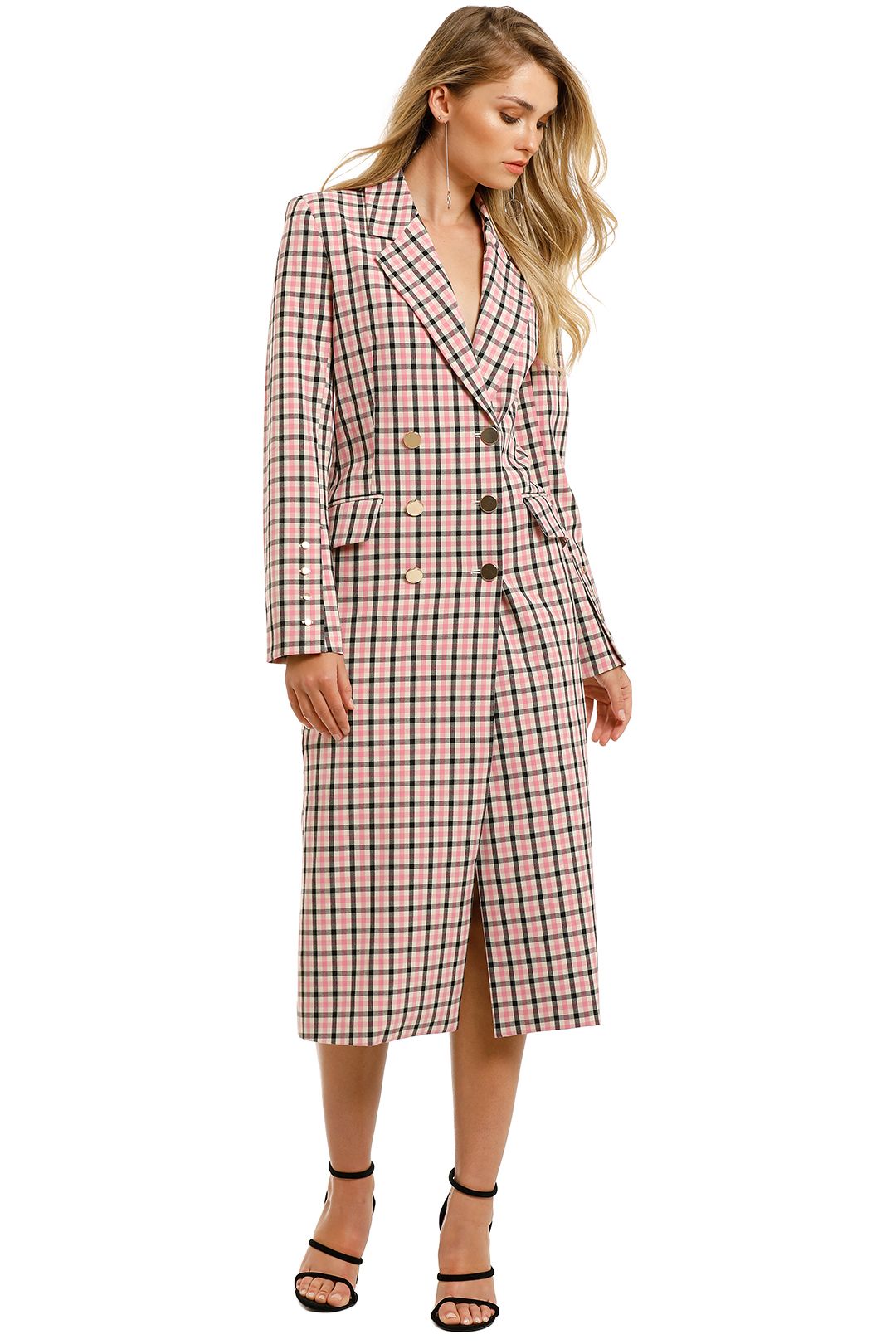 Checker Coat in Pink Check by Pasduchas for Hire | GlamCorner