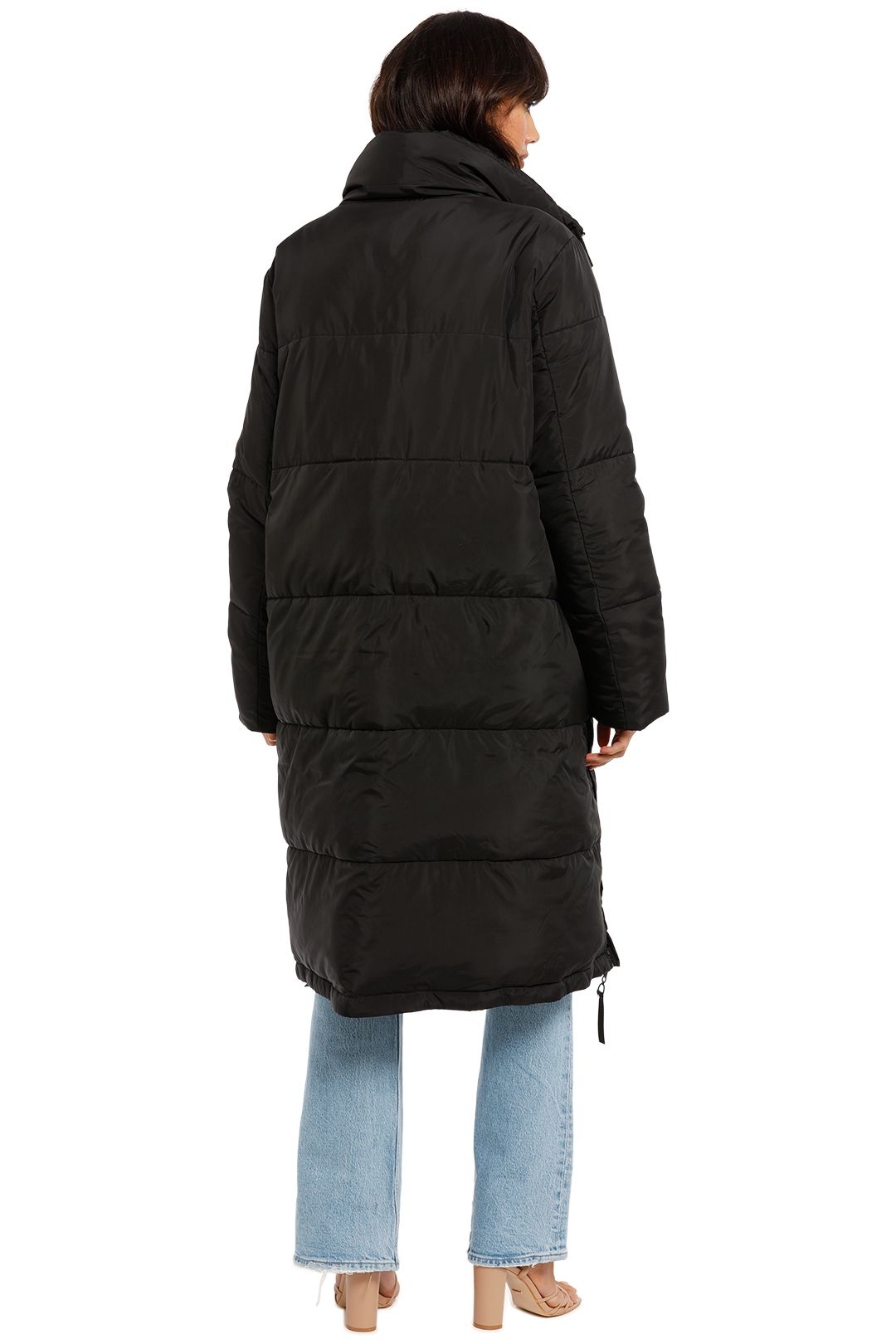 Hire Infilled Longline Puffer Jacket in Black | PE Nation | GlamCorner