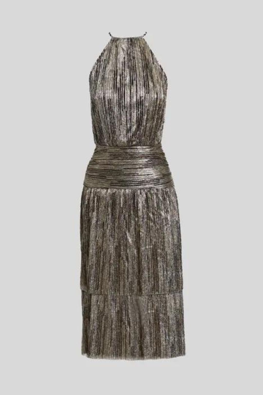 Buy Angels Calling Gold Metallic Tiered Maxi Dress | Sass and Bide ...