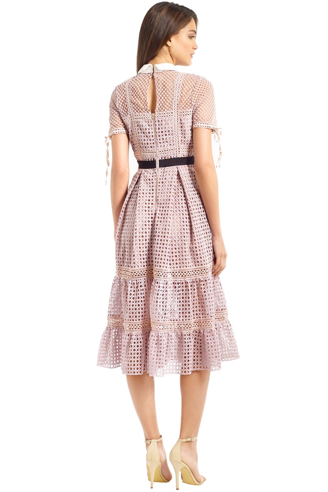 Cross Hatch Tiered Midi Dress by Self Portrait for Rent