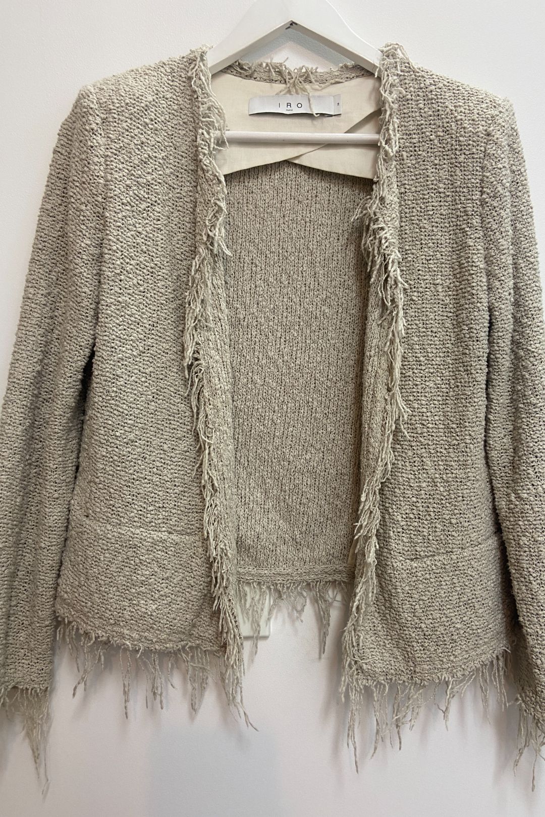 Buy Shavani Classic Fringed Jacket in Ivory | Iro Paris | GlamCorner