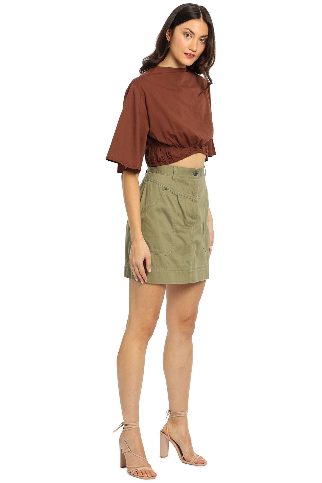 Hire Chiara Mini Skirt in Olive | Shona Joy | GlamCorner