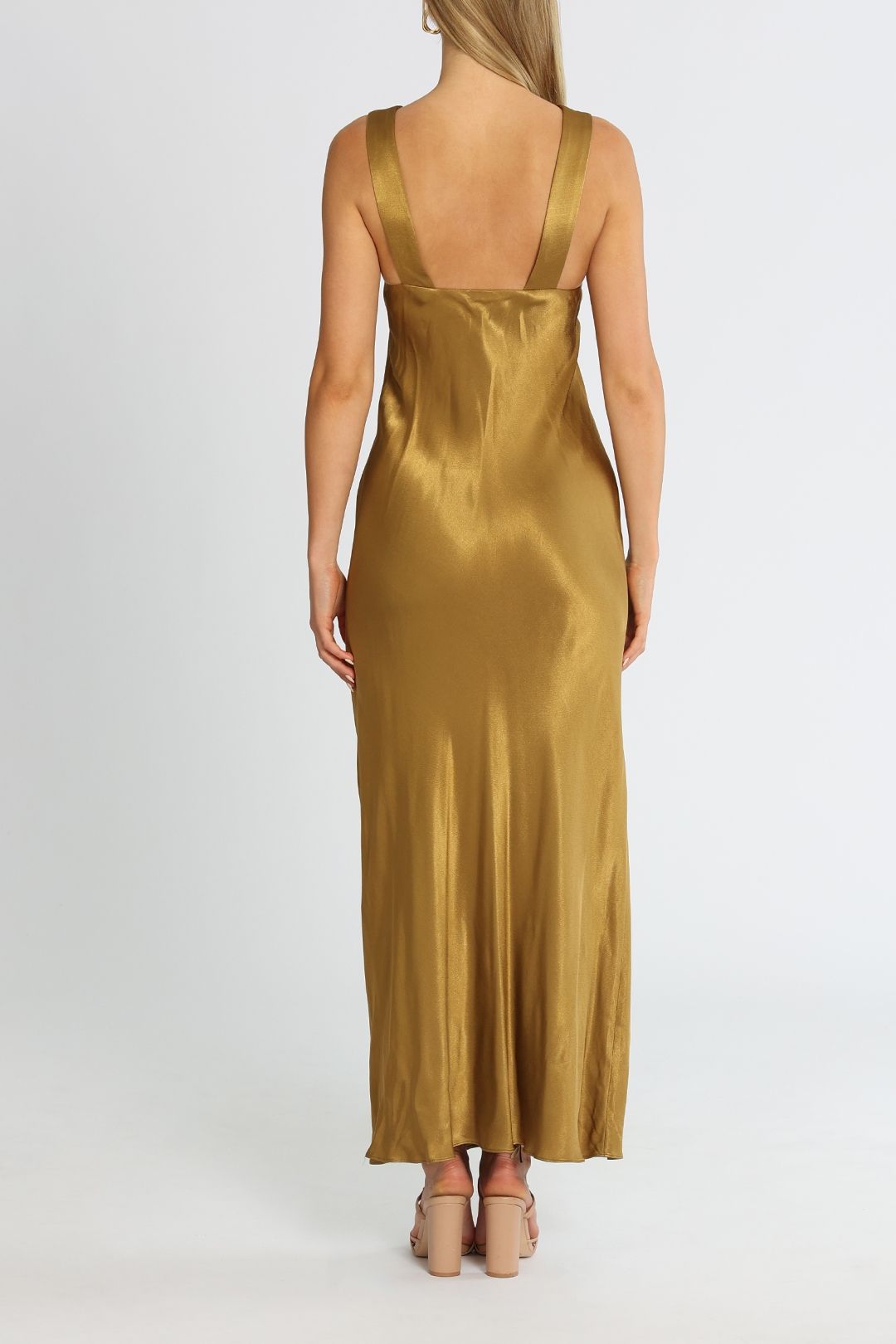 Hire Giorgia Plunged Midi Dress in Olive Oil | Shona Joy | GlamCorner