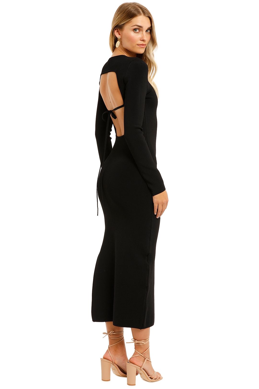 Hire Long Sleeve Backless Midi Dress In Black Shona Joy Glamcorner