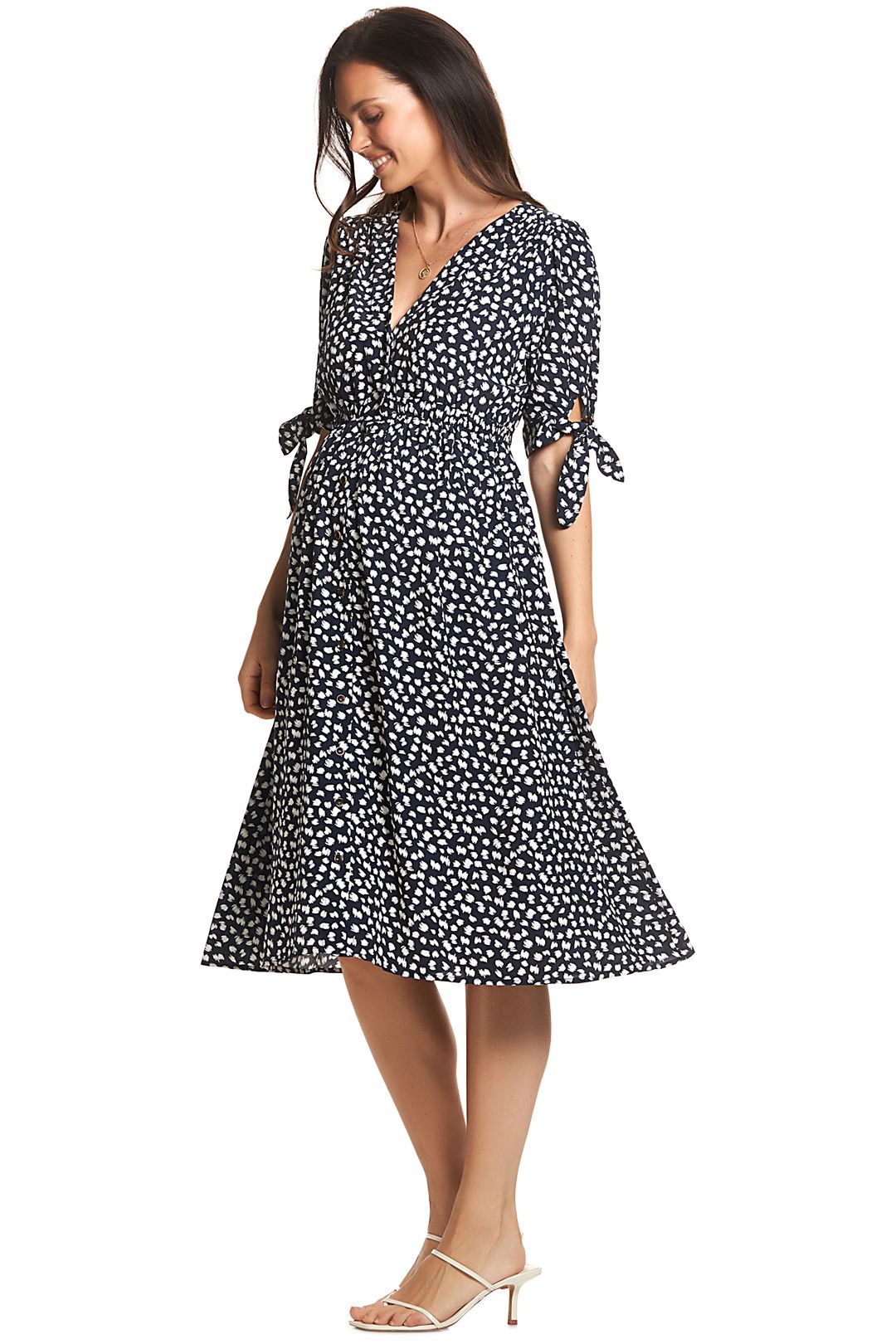 Zippi Dress in Navy Speck by Soon Maternity for Hire | GlamCorner