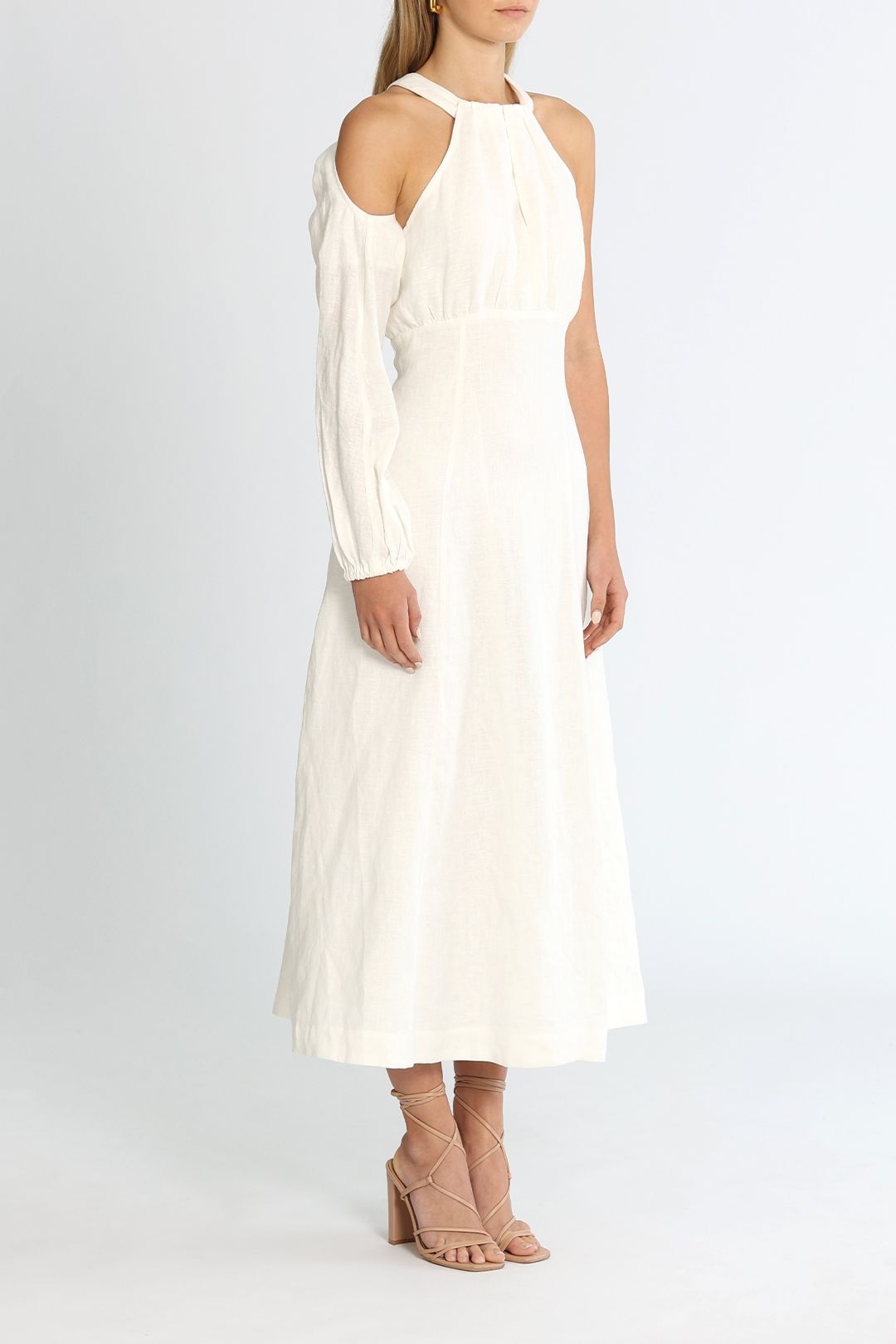 Hire Depart Removable Sleeve Midi Dress in Ivory | SOVERE | GlamCorner