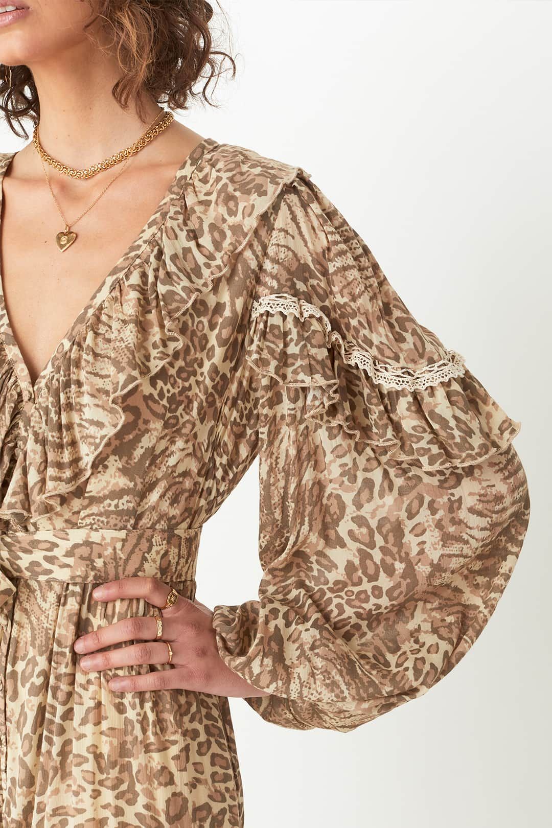 Ada Gown in Leopard | Spell | GlamCorner
