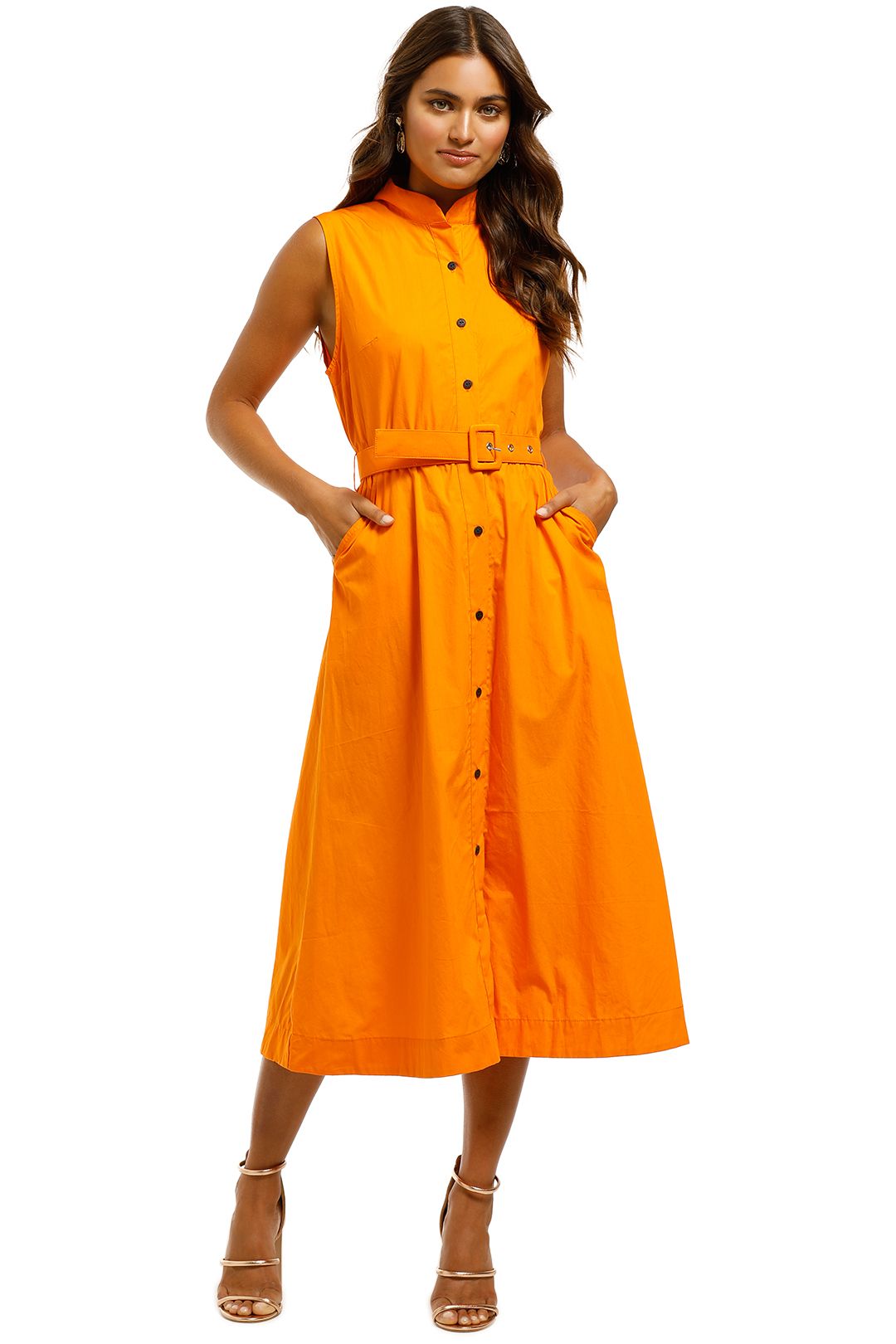 Orange Midi Dress in Orange by S/W/F for Hire | GlamCorner