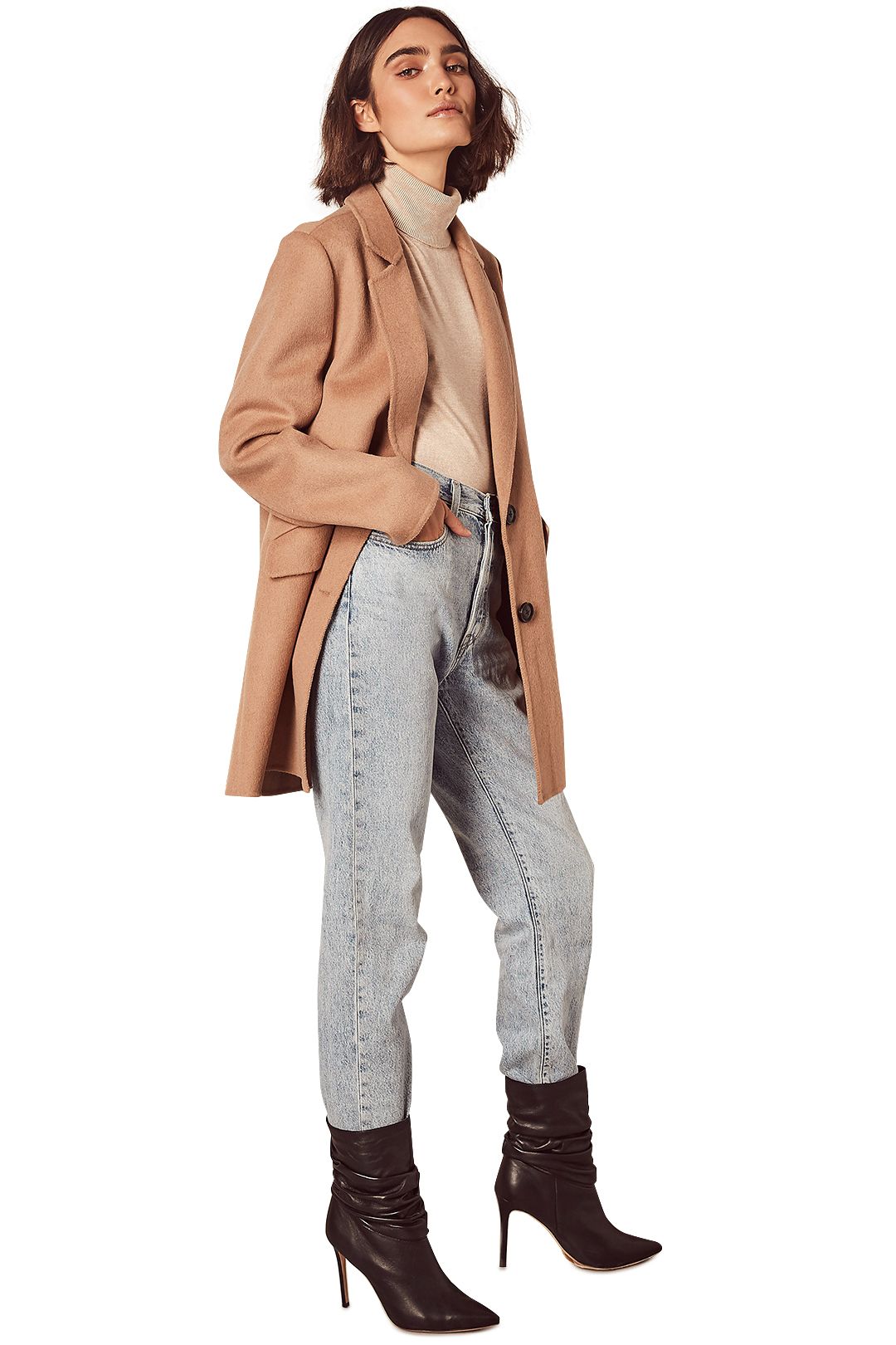 Essential Coat in Camel by Wish to Buy | GlamCorner