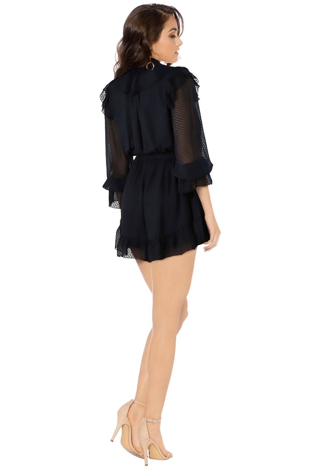 Folly Ruffle Playsuit in Navy by Zimmermann for Rent