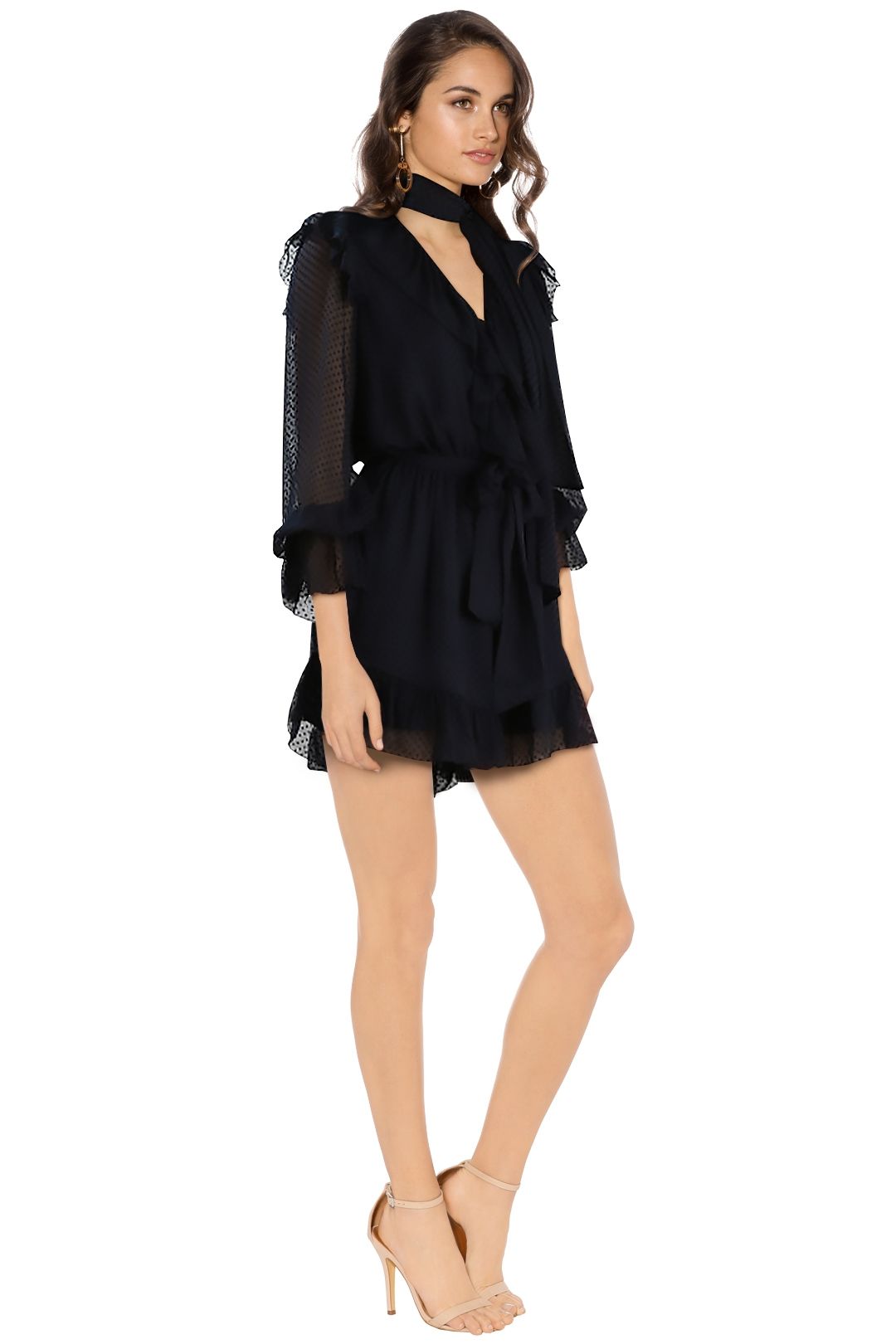 Folly Ruffle Playsuit in Navy by Zimmermann for Rent