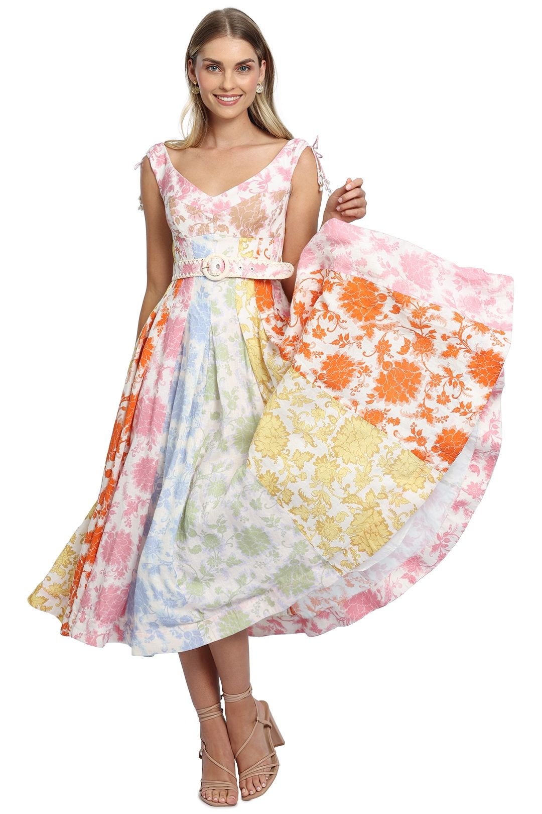 Hire Postcard Spliced Midi Dress | Zimmermann | GlamCorner